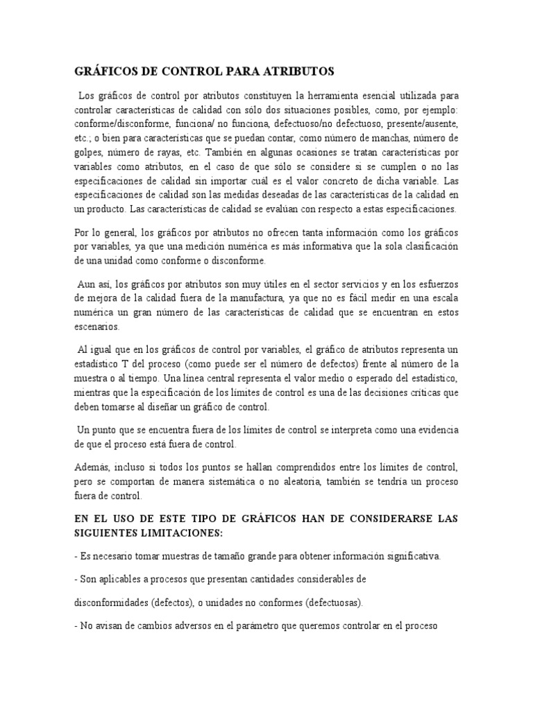 Gráficos de Control por Atributos | PDF | Calidad (comercial ...