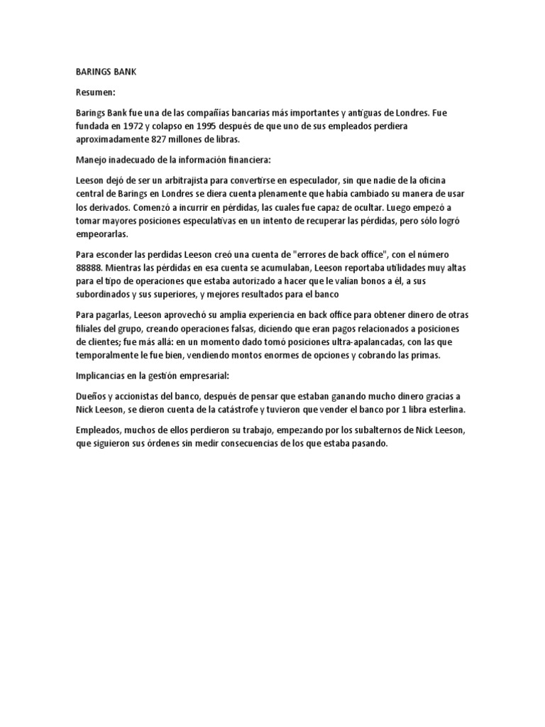 Barings Bank | PDF