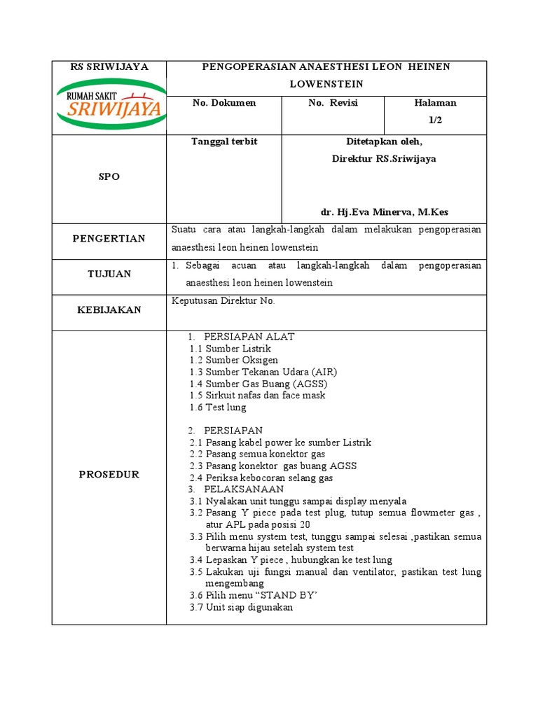 10.spo Pengoperasian Anaesthesi Leon Heinen Lowenstein | PDF