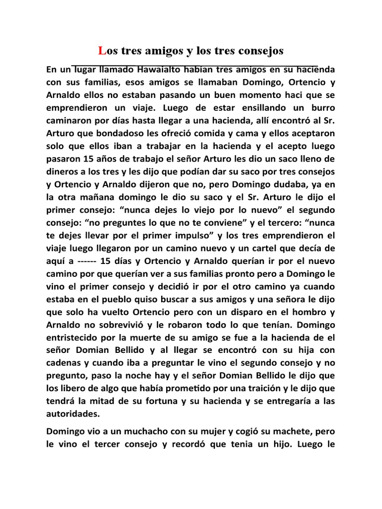 Los Tres Amigos y Los Tres Consejos | PDF