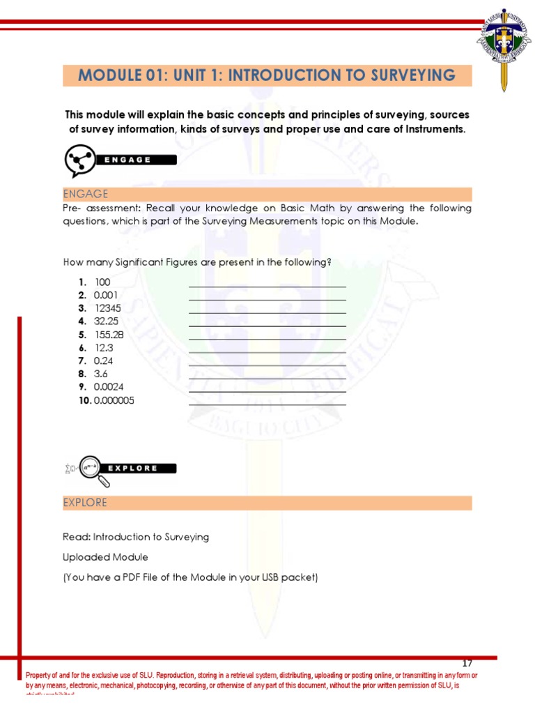 Module 1 Unit 1 | PDF | Surveying | Accuracy And Precision
