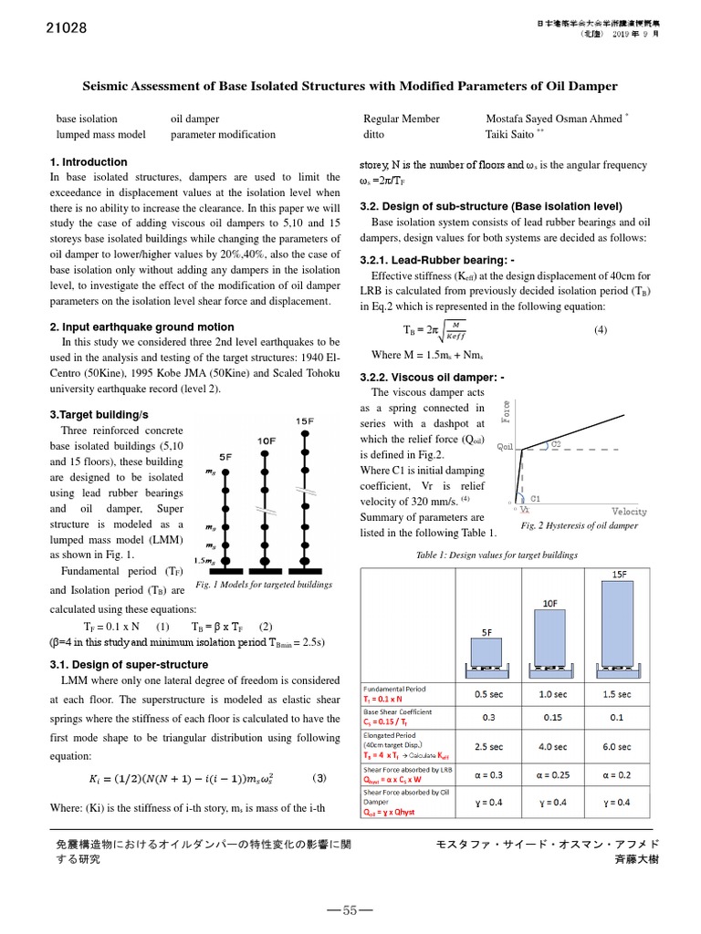 Seismic Assessment of Base Isolated Structures With Modified Parameters of Oil Damper | PDF ...
