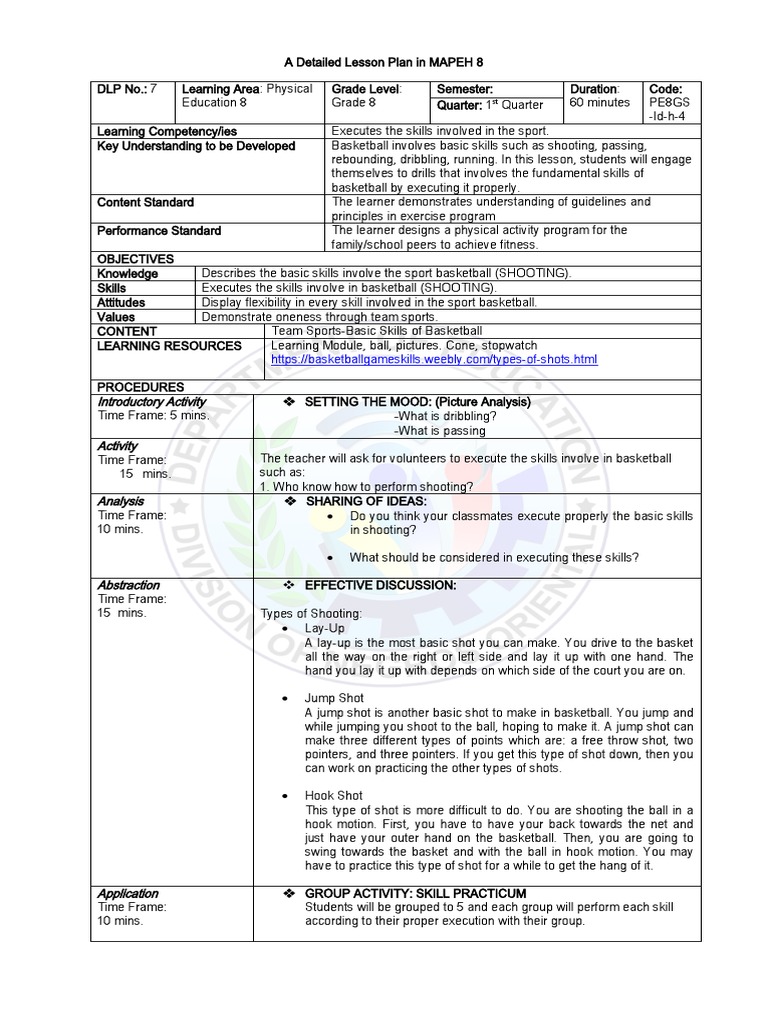 Pe8 Q1 DLP7 | Download Free PDF | Learning | Lesson Plan