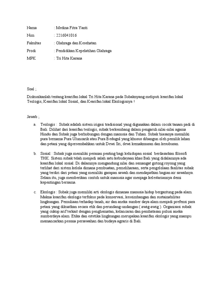 Subak THK | PDF