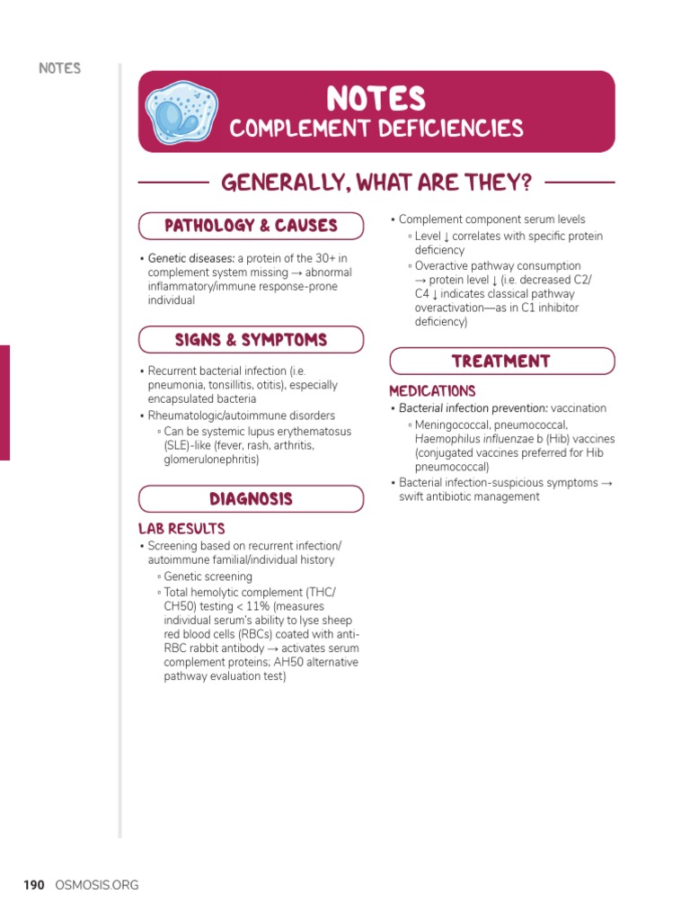 Complement Deficiency | PDF | Complement System | Causes Of Death