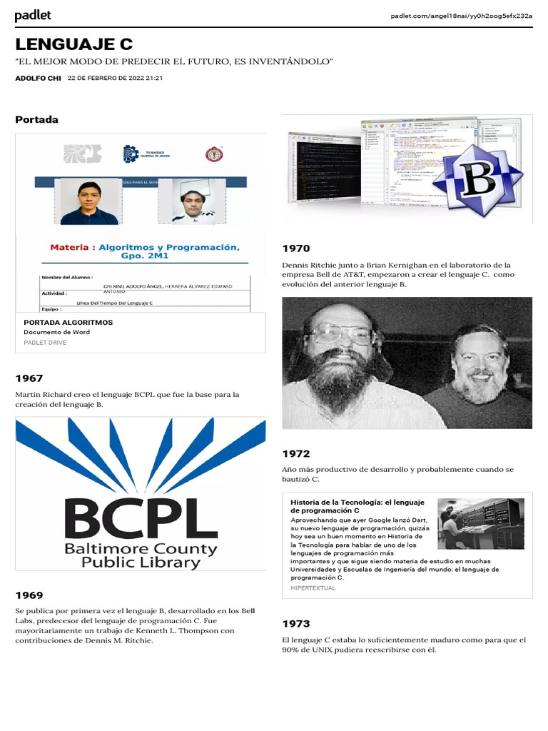 Linea Del Tiempo Lenguaje C | PDF | C (lenguaje de programación ...