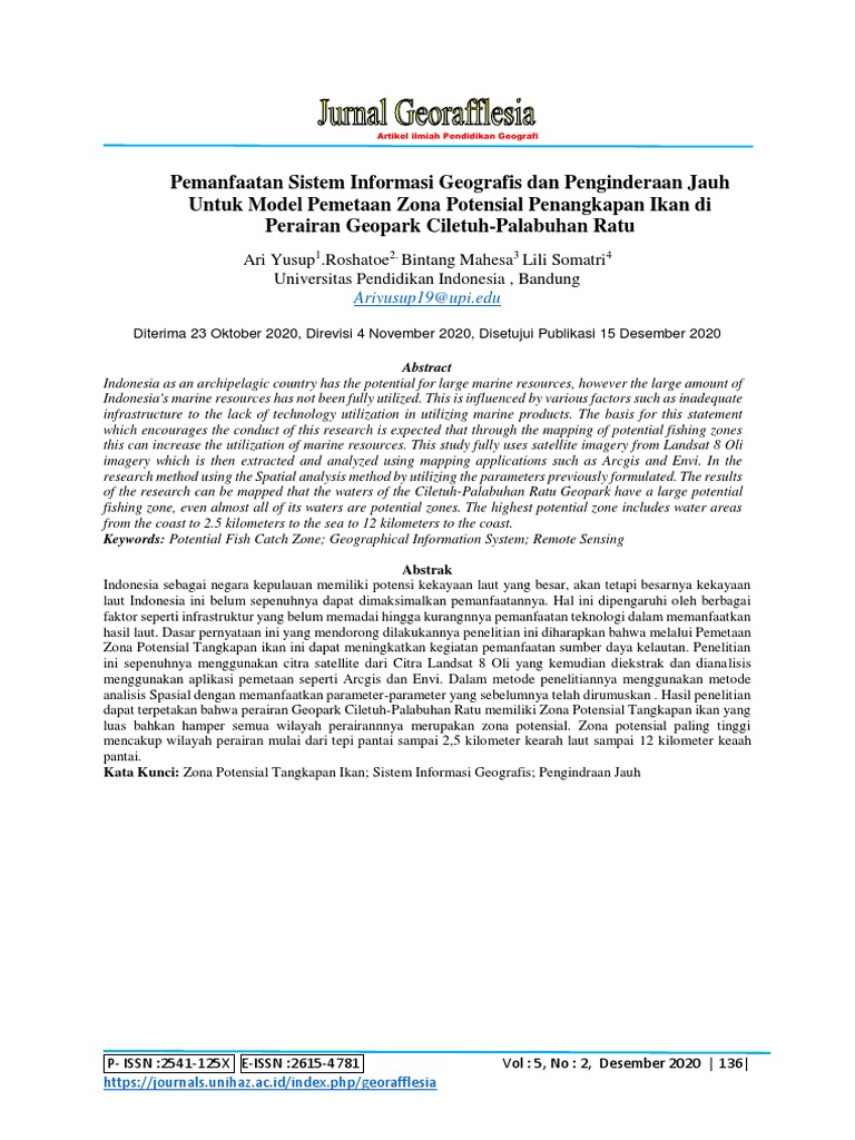 Pemanfaatan Sistem Informasi Geografis Dan Penginderaan Jauh Untuk Model Pemetaan Zona Potensial ...