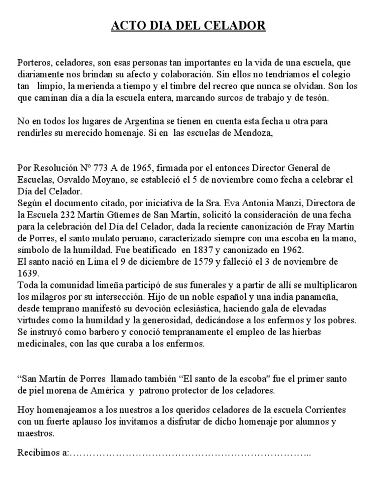 Acto Dia Del Celador | PDF