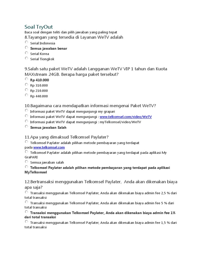 Soal TryOut | PDF