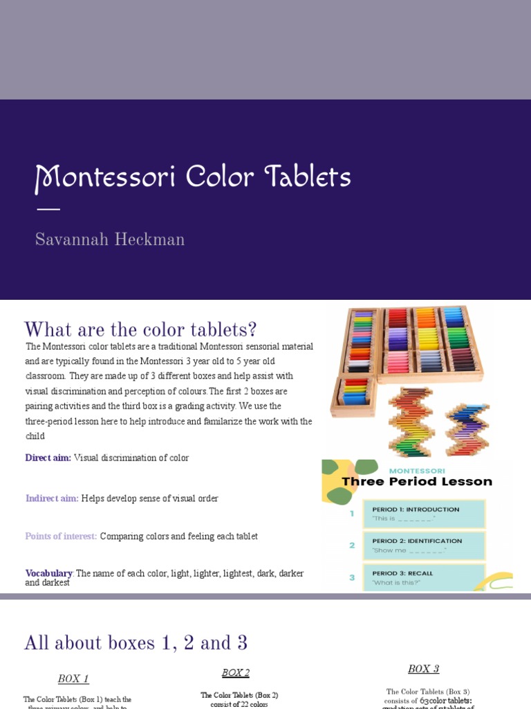 Montessori Color Tablets | PDF | Color | Montessori Education