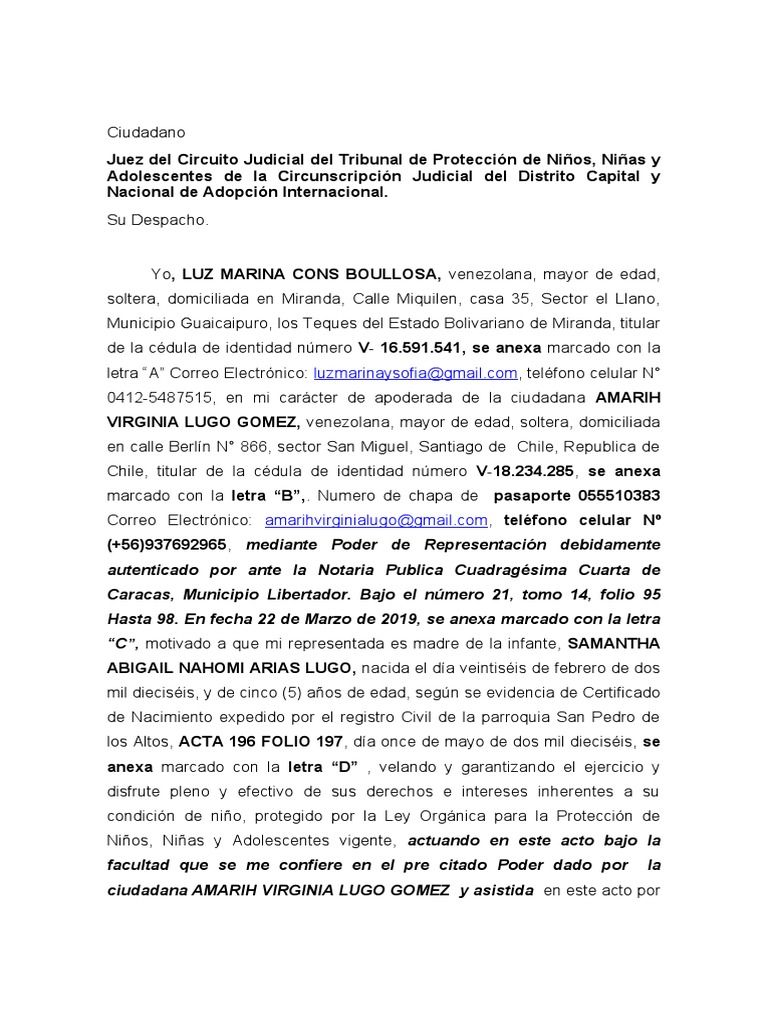 Documento Solicitud de Patria Potesta | Descargar gratis PDF ...