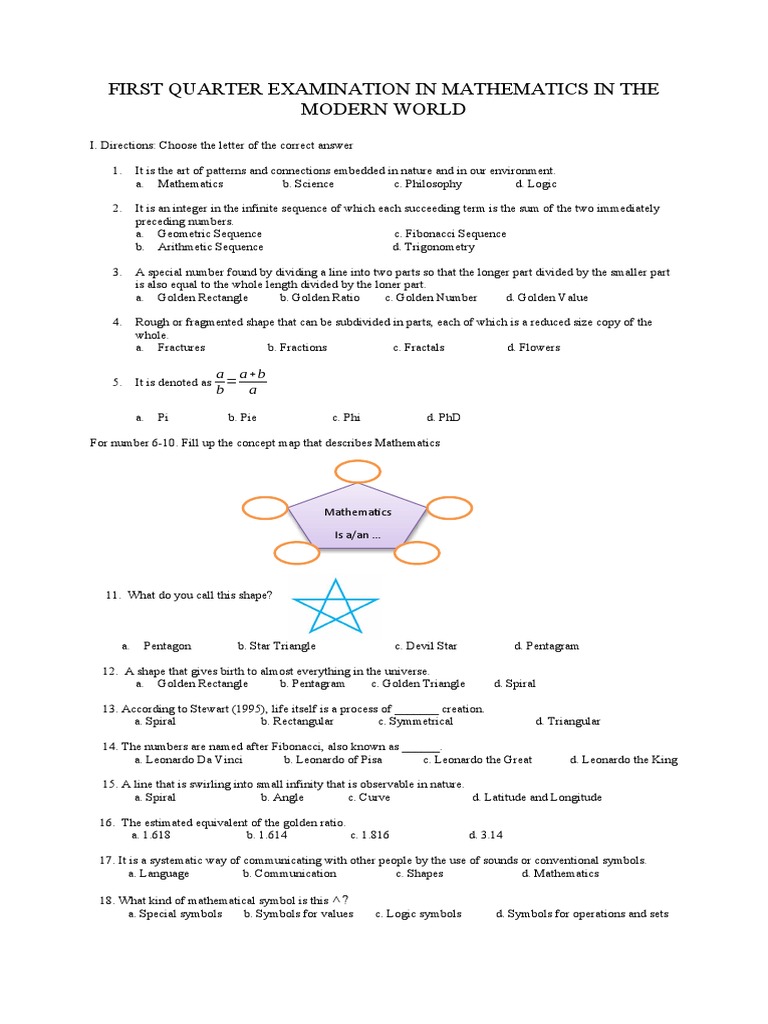 First Quarter Examination in Mathematics in The Modern World | PDF ...