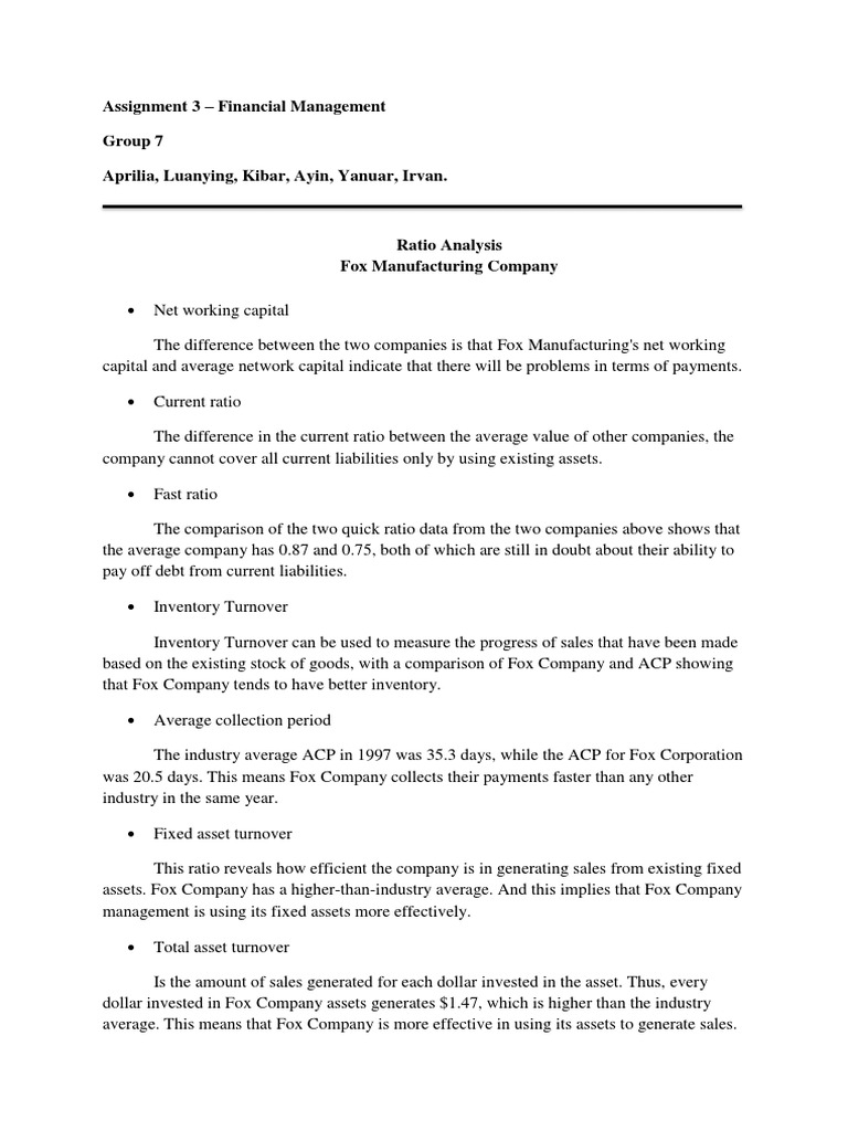 Analysis of Financial Ratios Revealing Liquidity, Profitability, and ...