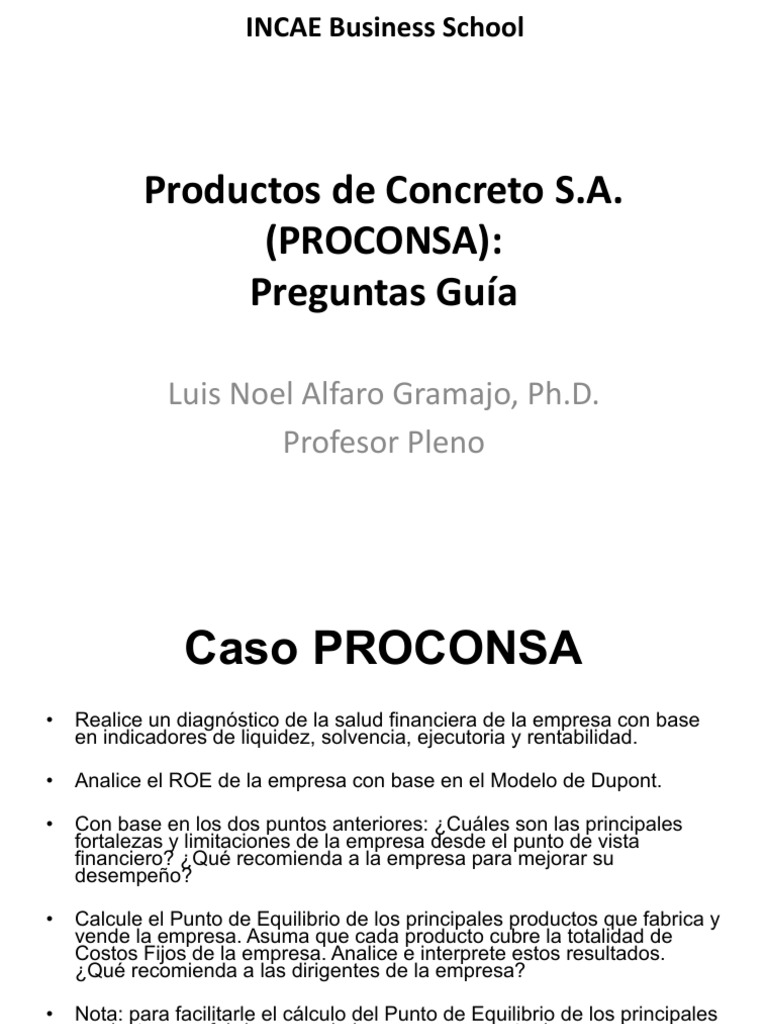 Productos de Concreto S.A. (PROCONSA) Preguntas Guía Students | PDF ...