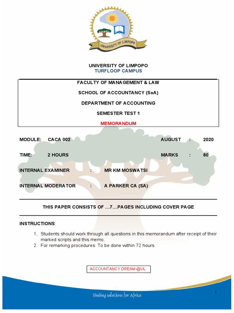 CACA 002 Accounting Test Memorandum | PDF | Debits And Credits | Expense