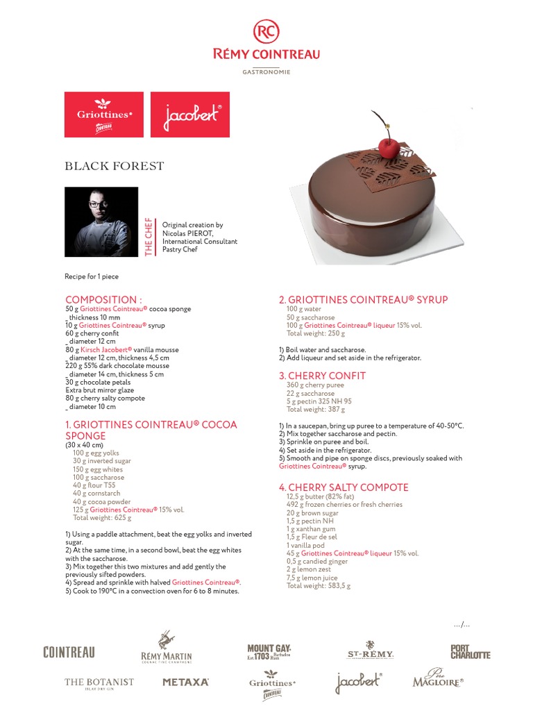 Black Forest Cake Recipe with Griottines | PDF | Chocolate | Meringue