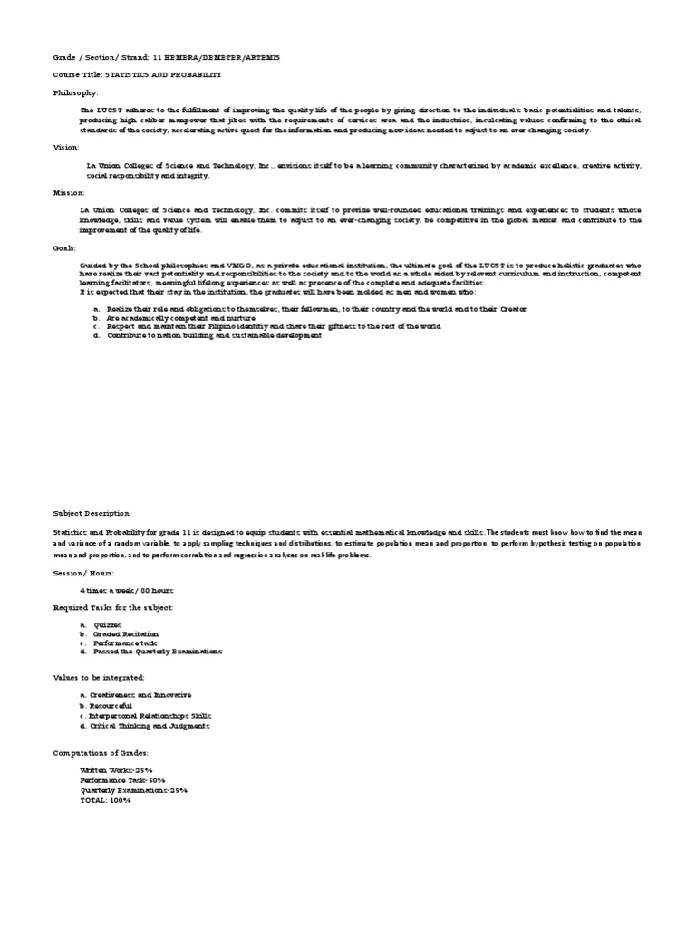 Statistics Syllabus | PDF | Normal Distribution | Probability Distribution