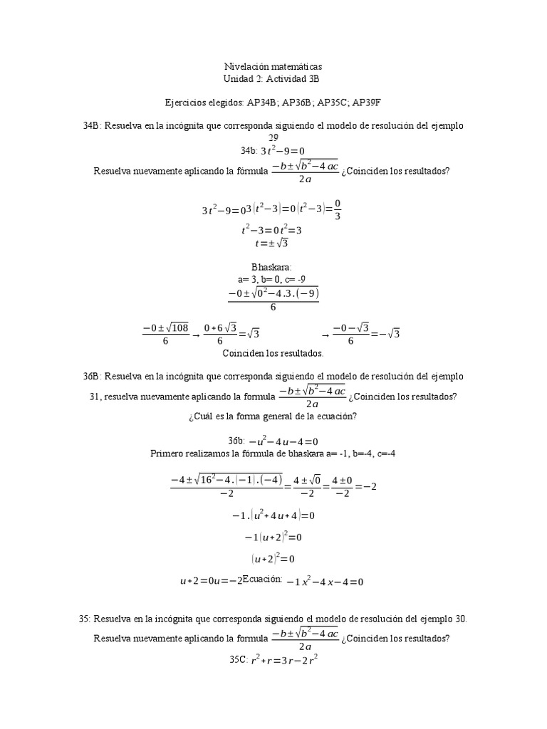 Actividad 3B | PDF | Ecuaciones | Matemática Elemental