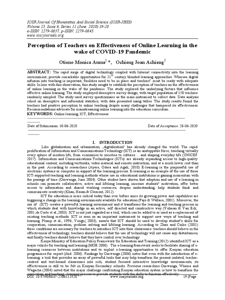 Perception of Teachers On Effectiveness | PDF | Educational Technology ...