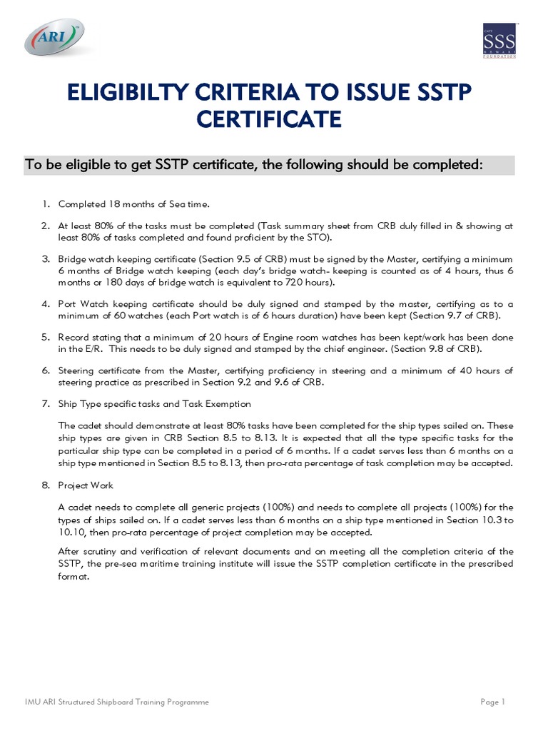 4 Eligibility Criteria To Issue SSTP Certificate | PDF