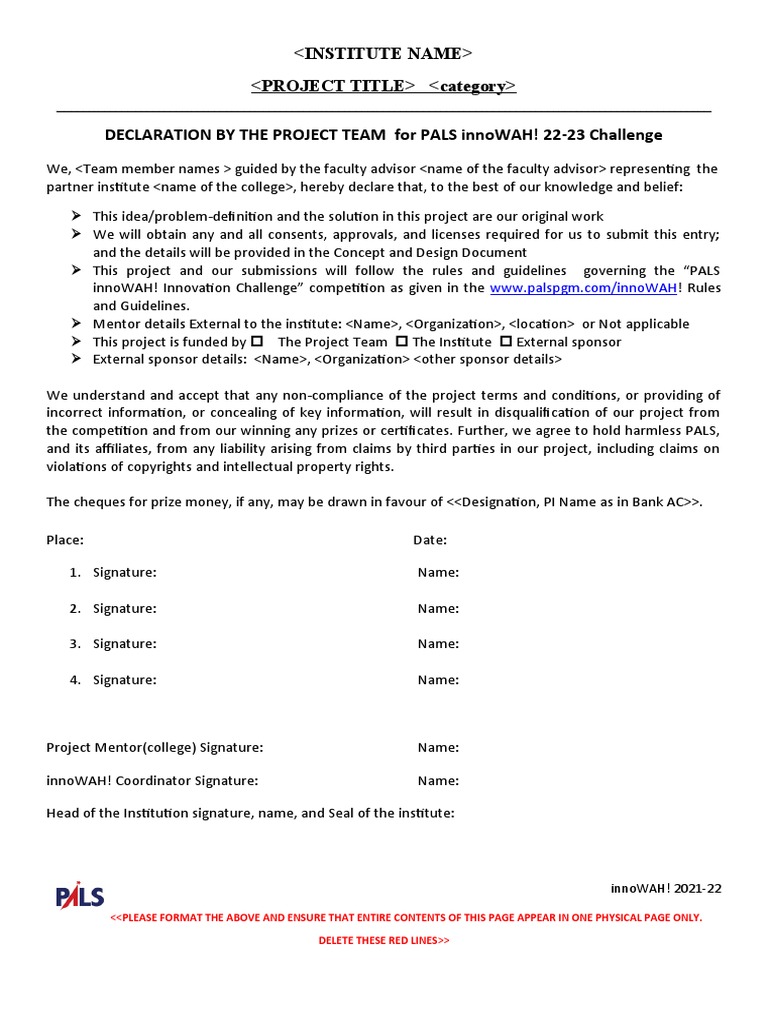 PALS innoWAH! Declaration | PDF | Intellectual Property Law | Justice