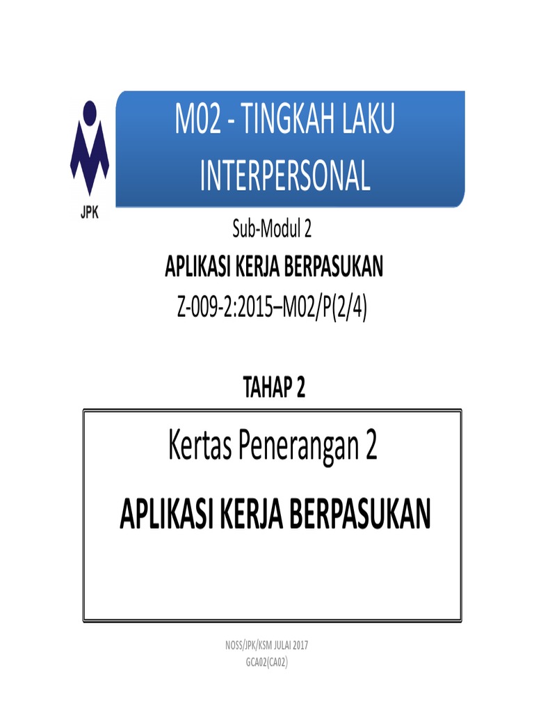 M02 Tingkah Laku Interpersonal: Kertas Penerangan 2 | PDF