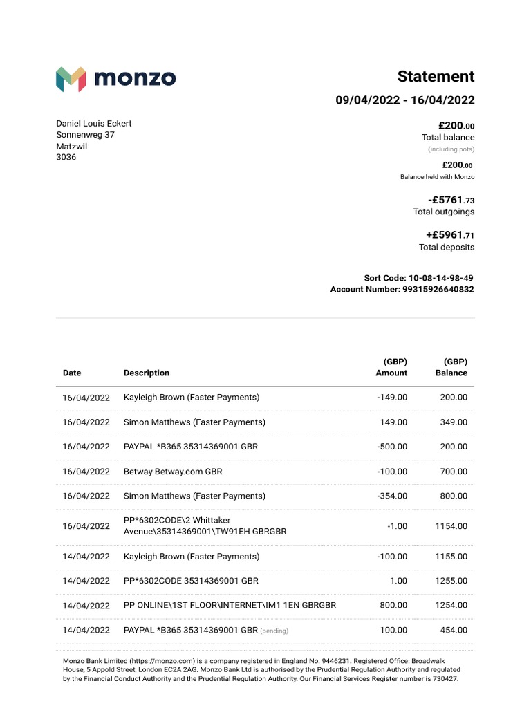 Daniel Louis Eckert | PDF | Pay Pal | Money