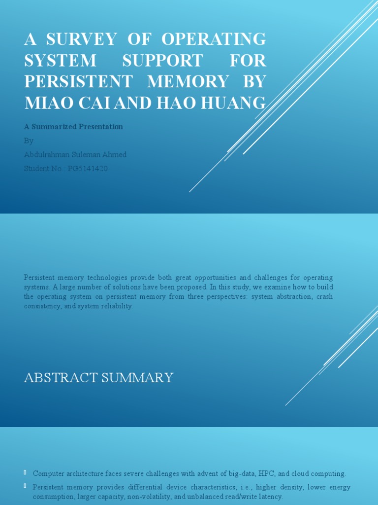 A Survey of Operating System Support For Persistent Memory | Download Free PDF | Computer Data ...