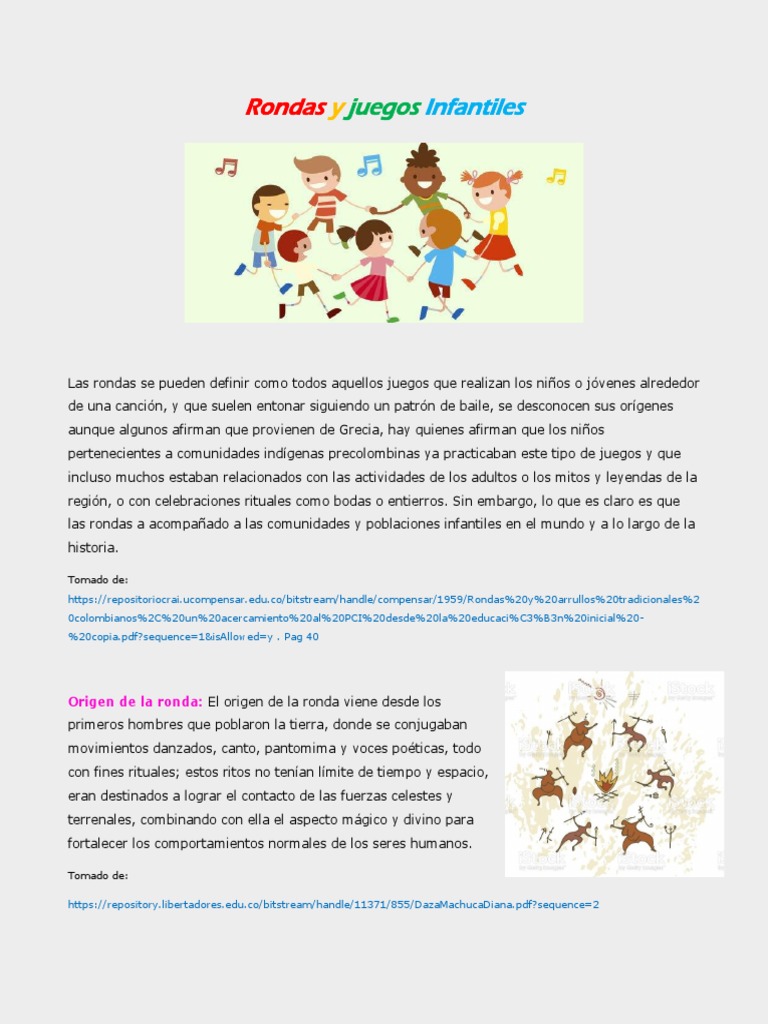 Rondas y Juegos Infantiles 1 | PDF | Bailes | Folklore