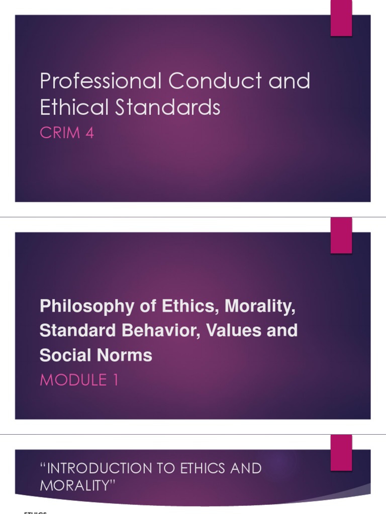 Professional Conduct and Ethical Standards | PDF | Morality | Search ...