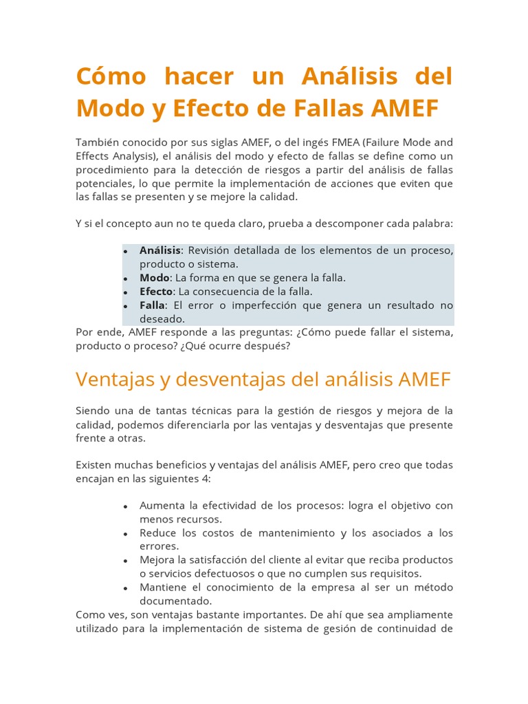 Cómo Hacer Un AMEF | PDF | Calidad (comercial)