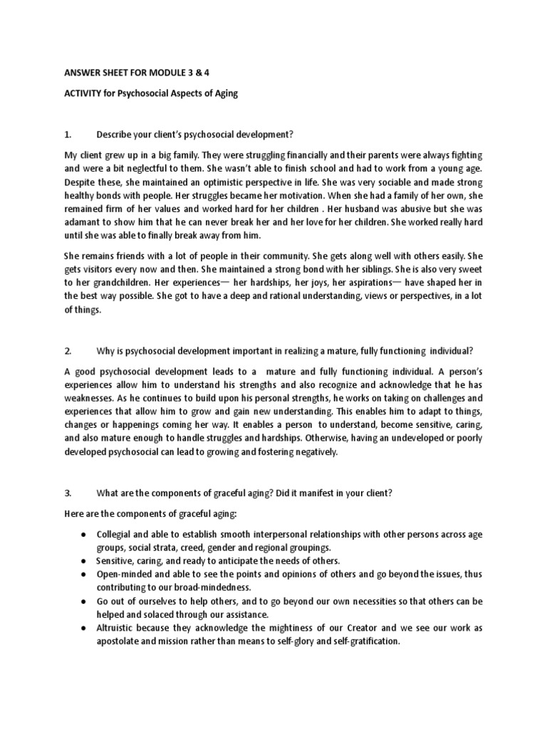 Answer Sheet For Module 3&4 | PDF | Behavioural Sciences | Cognitive Science