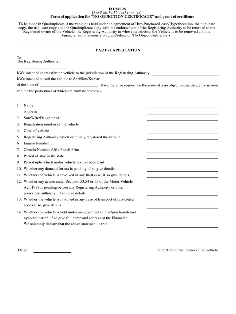 Form 28 | PDF | Vehicles | Private Law