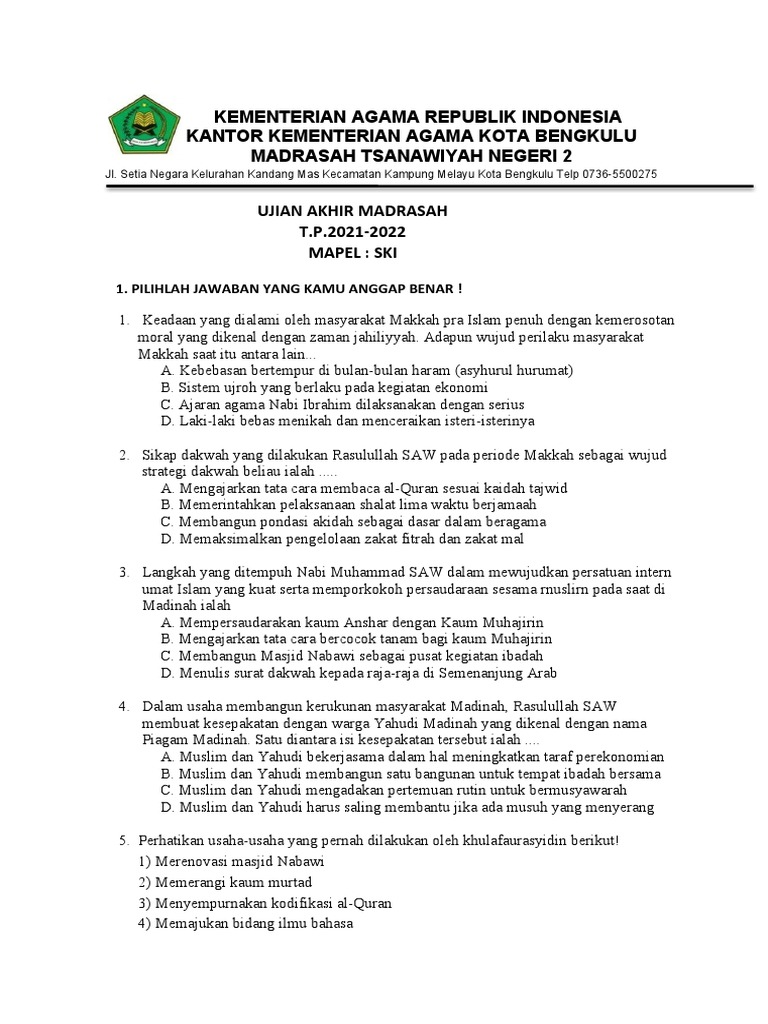 Soal Uam BN t.p.2022 | PDF