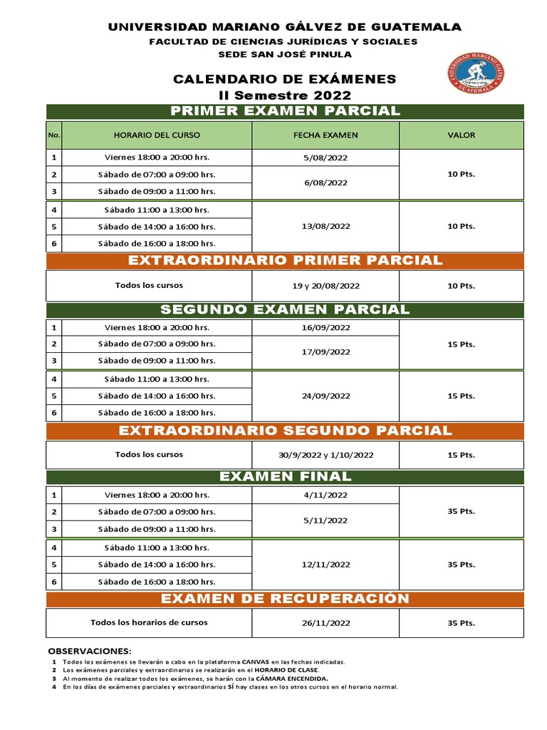 Calendario Exámenes (Segundo Semestre 2022) Estudiantes | PDF | Cocina ...