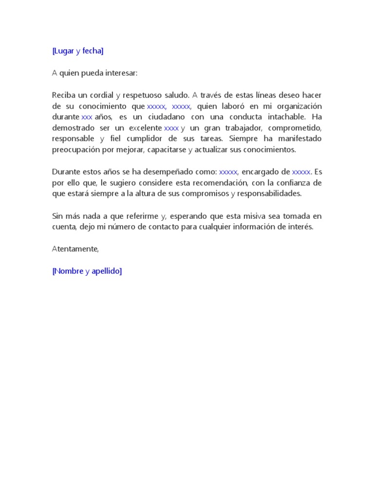 Ejemplo de Carata de Recomendacion2 | PDF