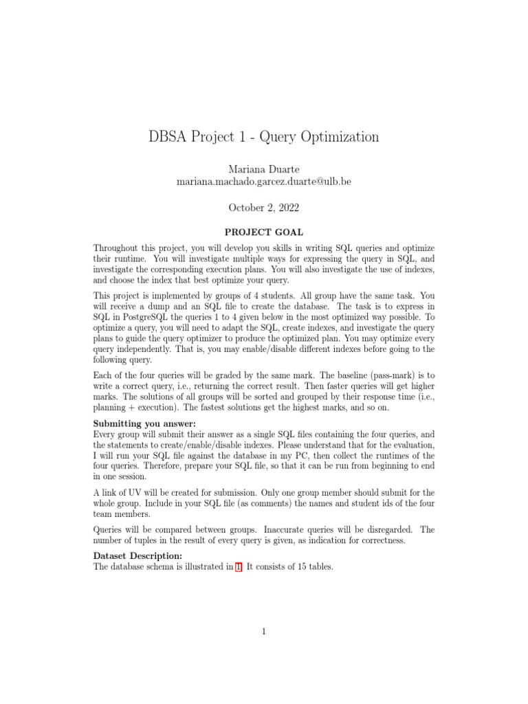 DBSA Project 1 | PDF | Sql | Database Index