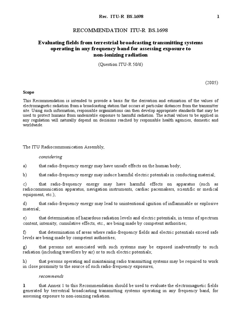 Recommendation Itu R bs1698 - 5ab3b30c1723dd339c80d0c6 | PDF | Antenna ...