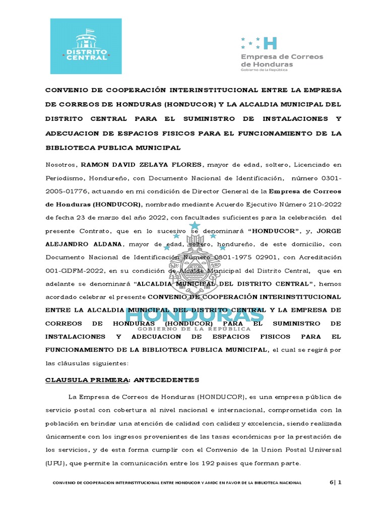 Convenio Amdc - Honducor | PDF | Honduras | Corrupción política