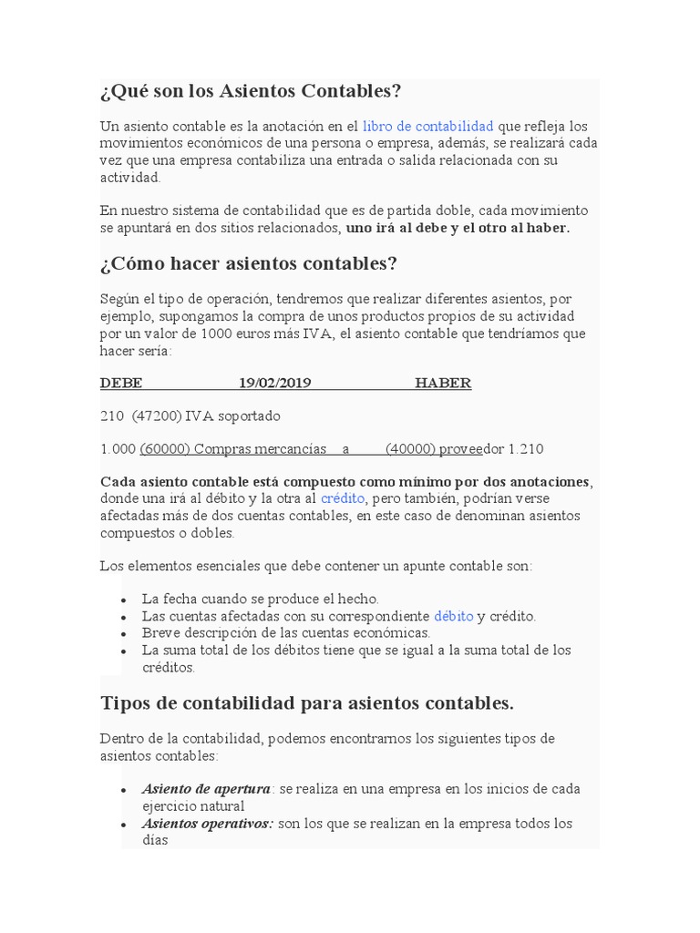 Qué Son Los Asientos Contables | PDF