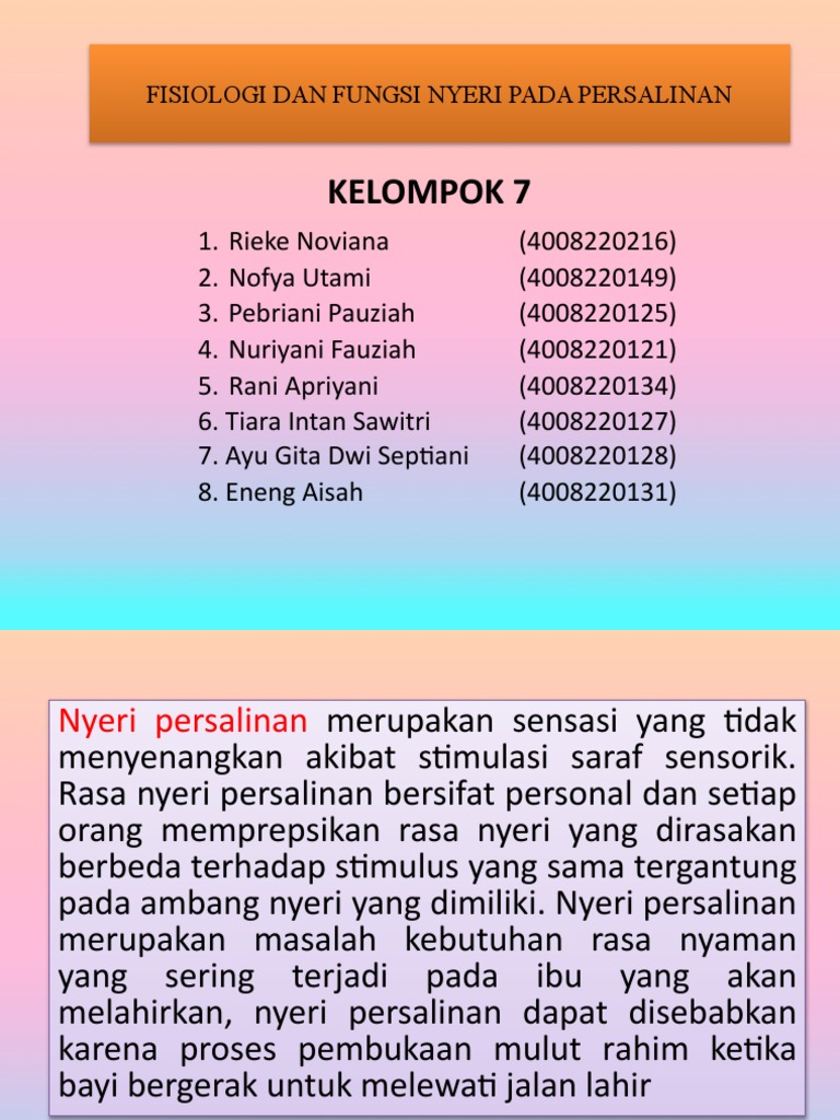 Kel 7 Fungsi Dan Fisiologis Nyeri Persalinan | PDF