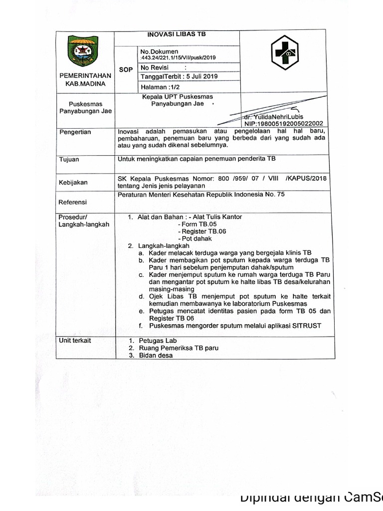 SOP Inovasi TOR TOR LIBAS TB | PDF