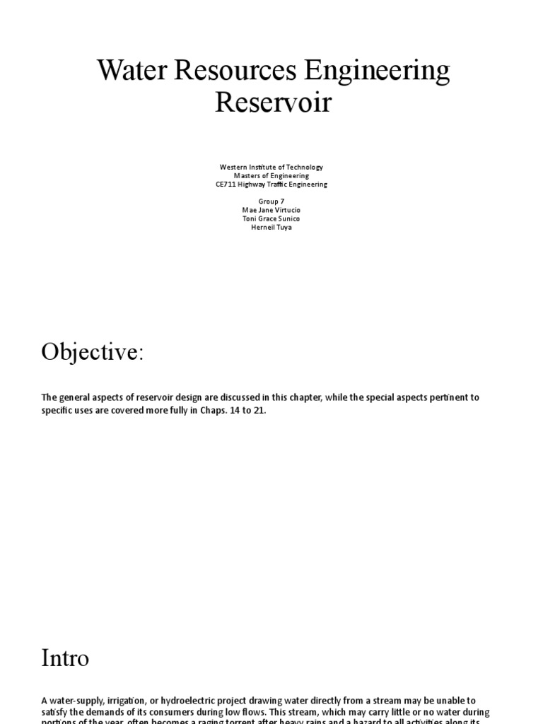 Water Resources Engineering - Reservoirs | PDF | Sediment | Reservoir