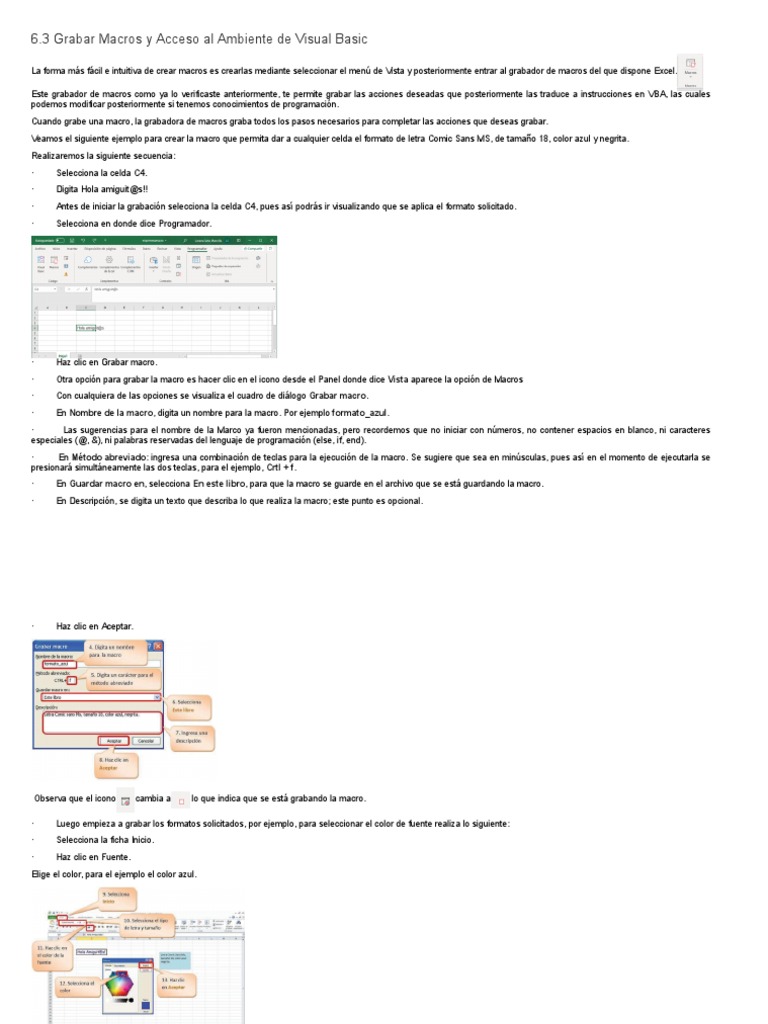 6.3 Grabar Macros y Acceso Al Ambiente de Visual Basic | PDF | Macro (informática) | Básico