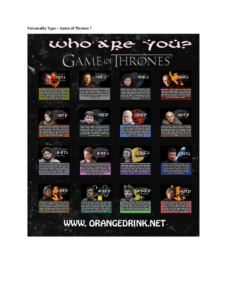 Game of Thrones Characters Type | PDF
