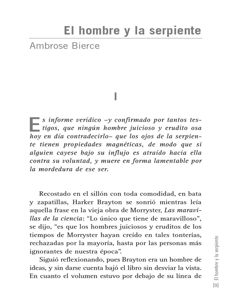 El Hombre Y La Serpiente Ambrose Bierce Pdf