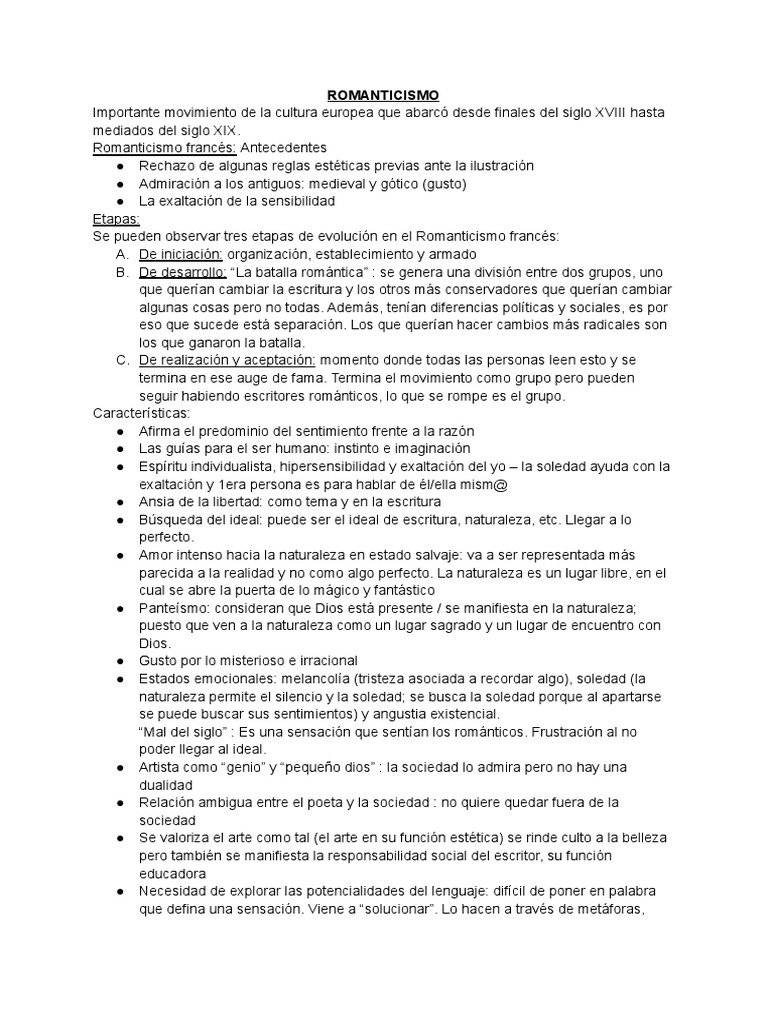 Resumen - Escito 9 de Junio | PDF | Romanticismo