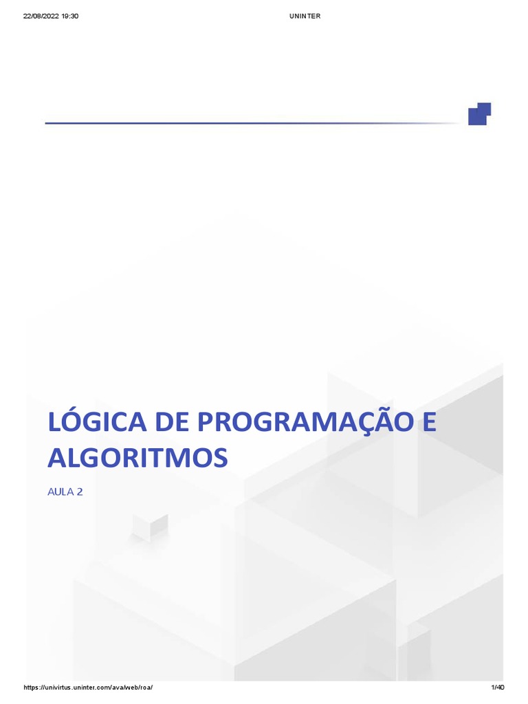 Logica Aula 2 | PDF | Python (linguagem de programação) | Algoritmos