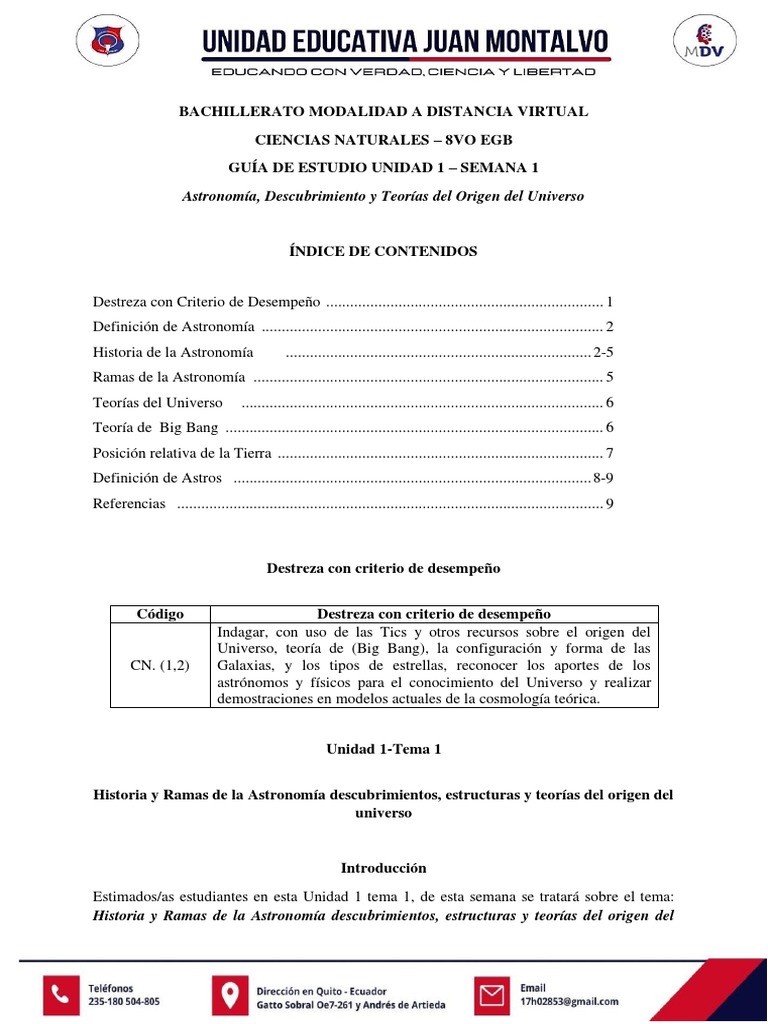 Guía de Aprendizaje 1 Unidad 1 CCNN.o.k. | PDF | Universo | Astronomía