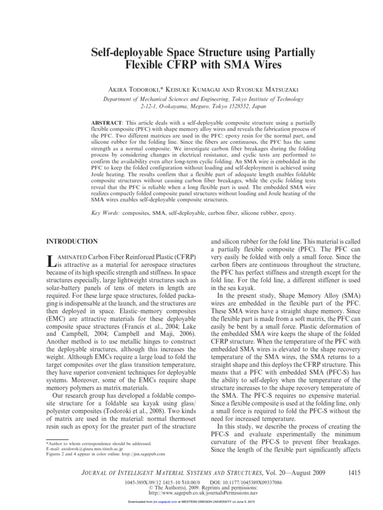 Self-Deployable Space Structure Using Partially Flexible CFRP With SMA ... Self-Deployable Space Structure Using Partially Flexible CFRP With SMA ...
